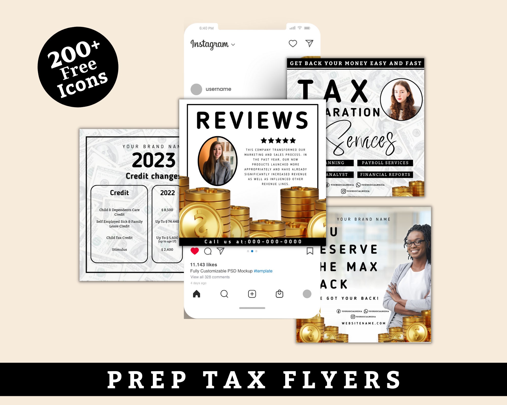 Tax Prep Flyer Bundle, Tax Prep Instagram, Tax Flyer Template, Prep ...