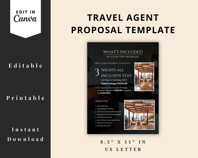 Printable Travel Agent Proposal Template Travel Agent - Etsy