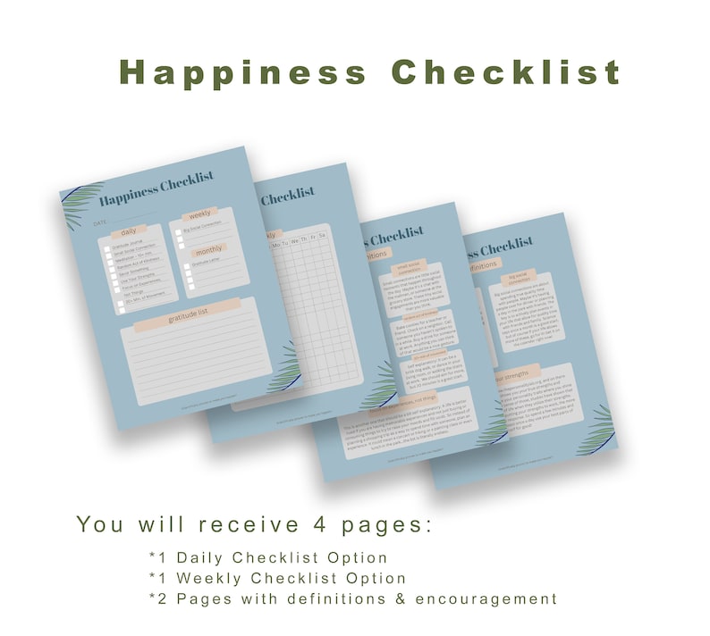 Happiness Checklist Scientifically Daily or Weekly To-do List of Tasks ...