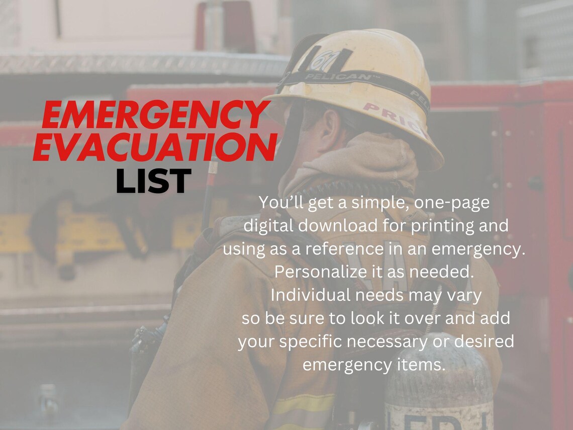 Emergency Evacuation List: Disaster Preparedness Checklist (digital ...