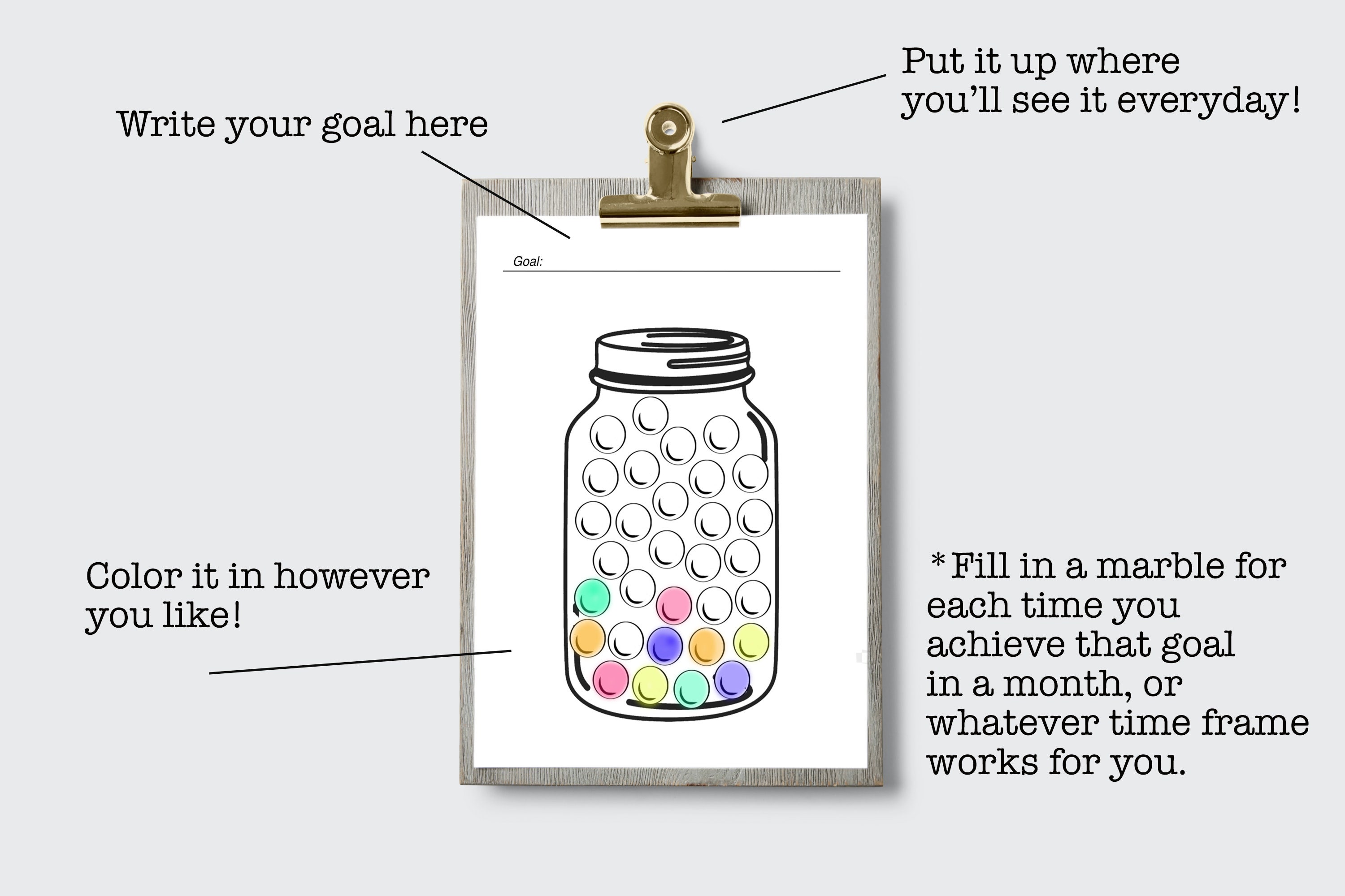 Printable Goal Tracker: Colorful Progress Chart (digital Download) - Etsy