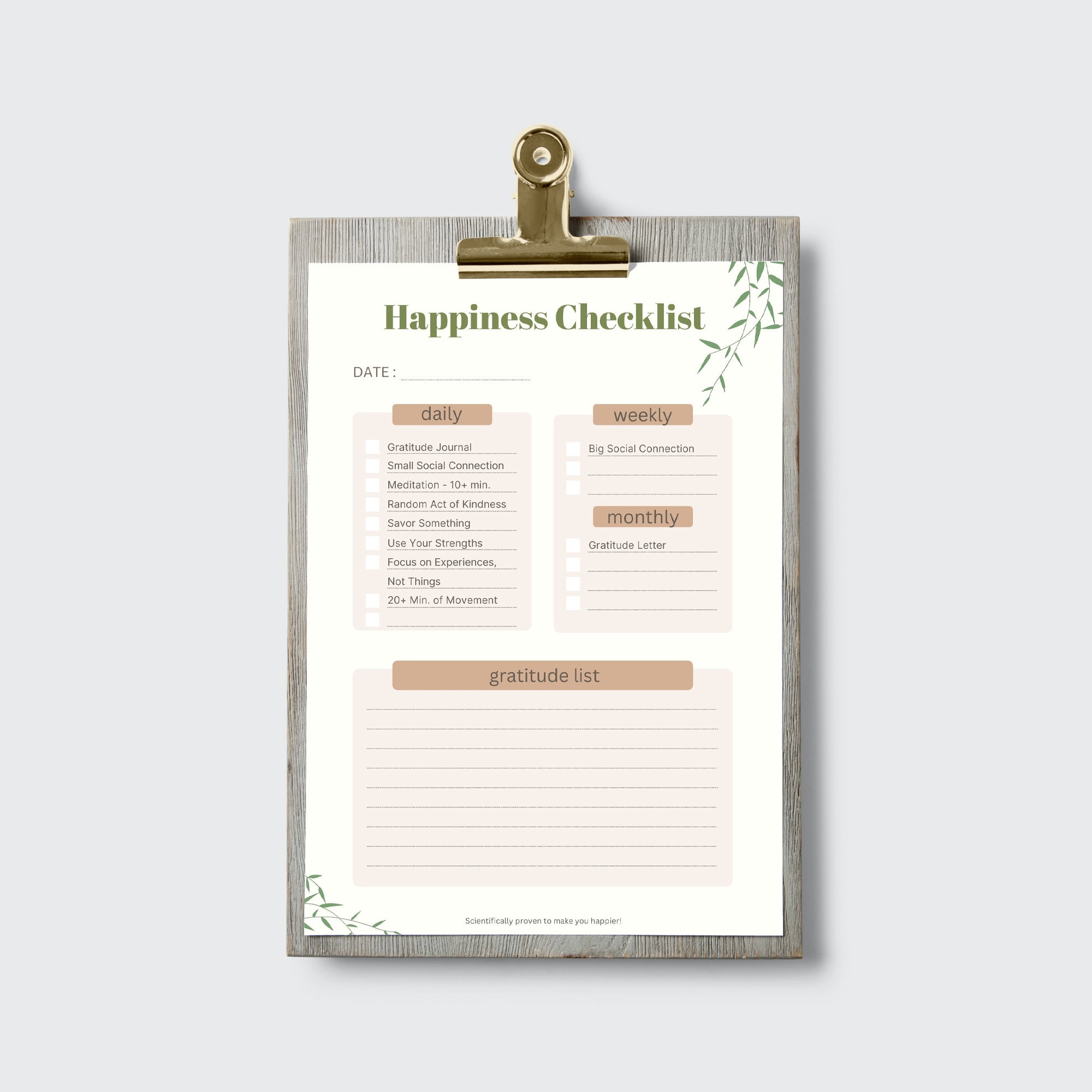 Happiness Checklist A Printable Digital Download To-do List - Etsy