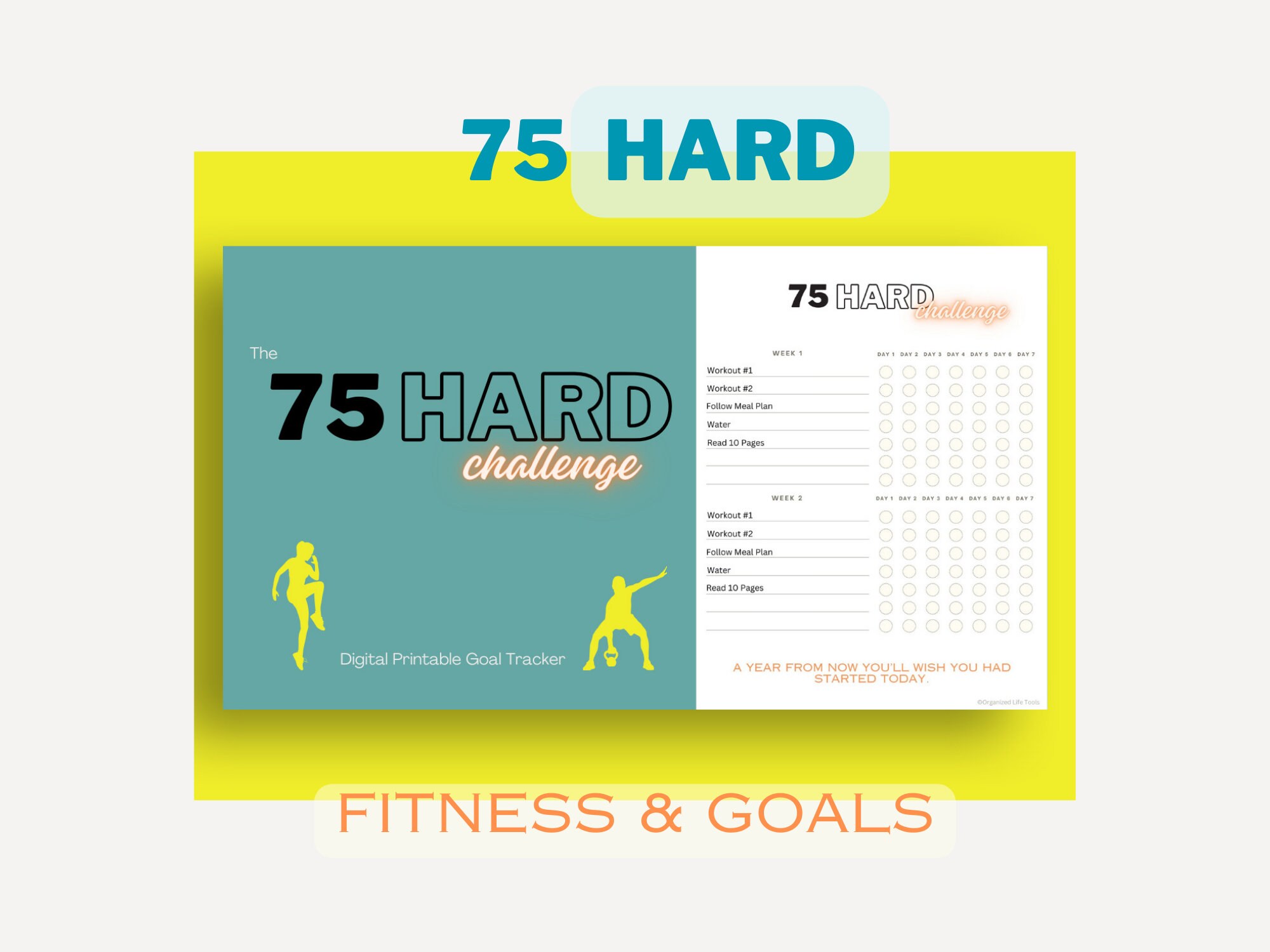 75 Hard Challenge Goal Setting Digital Printable Download Blank Option ...