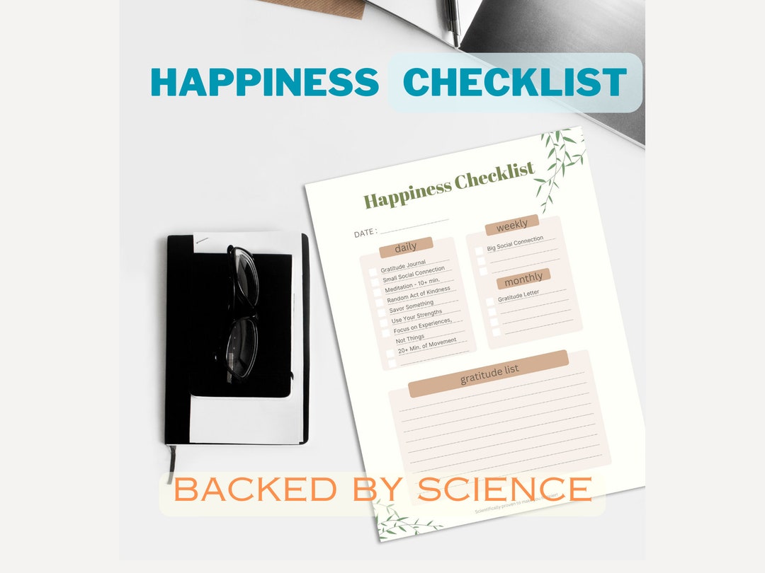 Happiness Checklist - A Printable Digital Download To-do List for More ...