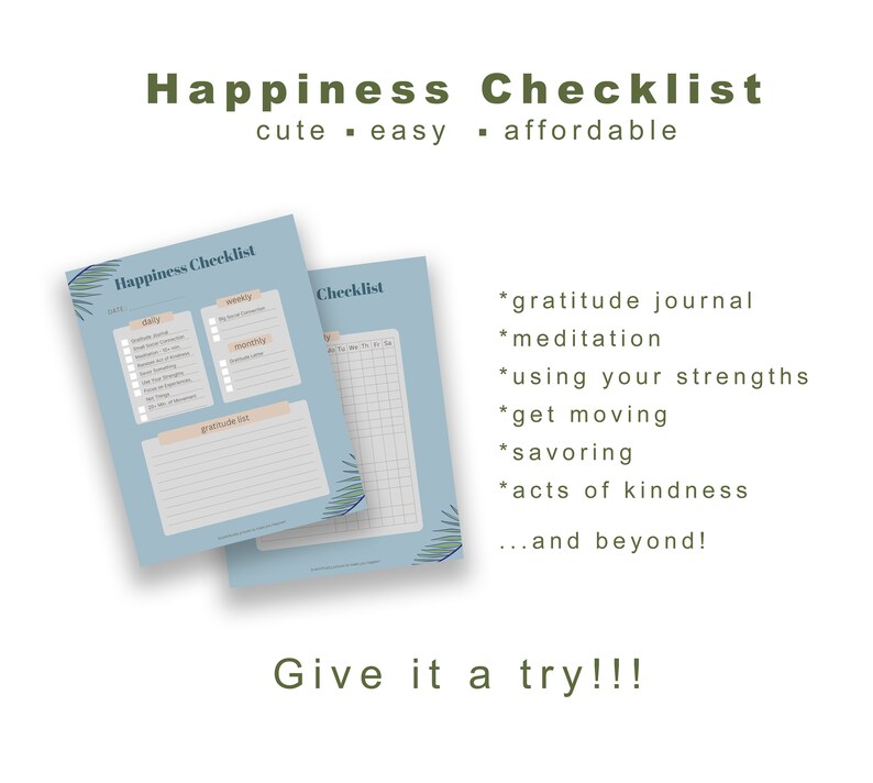 Happiness Checklist - Scientifically Daily or Weekly To-do List of ...
