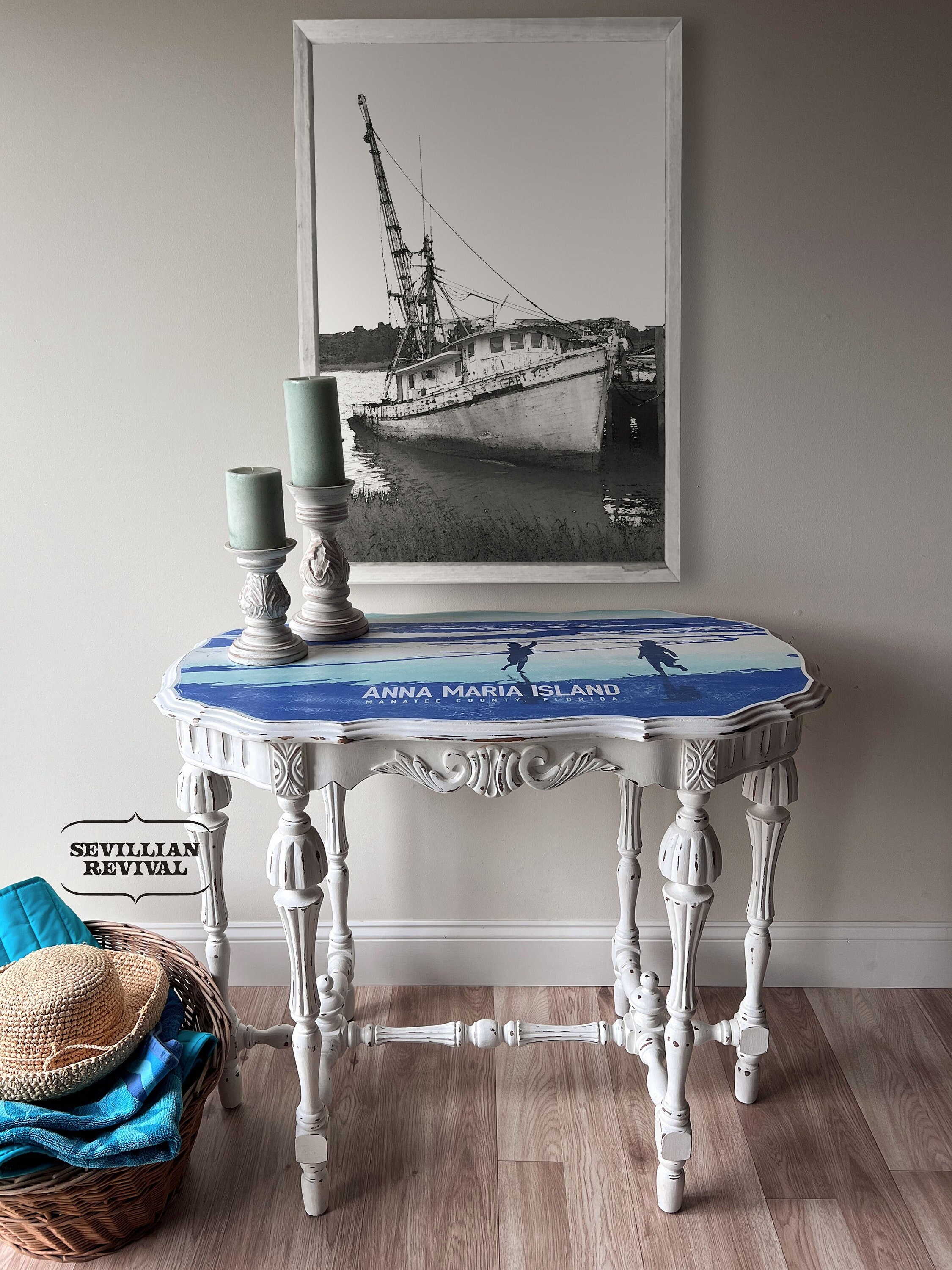 Coastal Furniture / Antique Entryway Table / Parlor Table / - Etsy