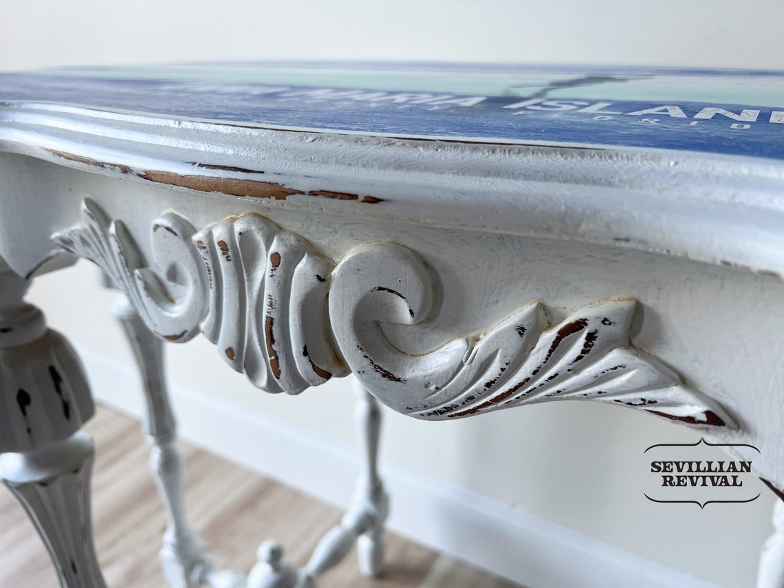 Coastal Furniture / Antique Entryway Table / Parlor Table / - Etsy