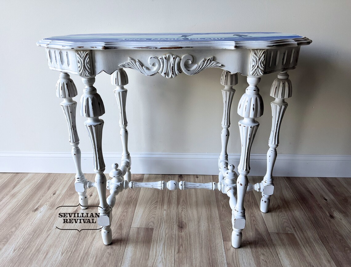 Coastal Furniture / Antique Entryway Table / Parlor Table / - Etsy