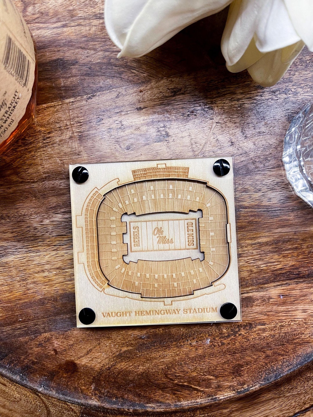 Ole Miss Layered Coaster set of 2, 3D Wood Coaster, Sports Coaster ...