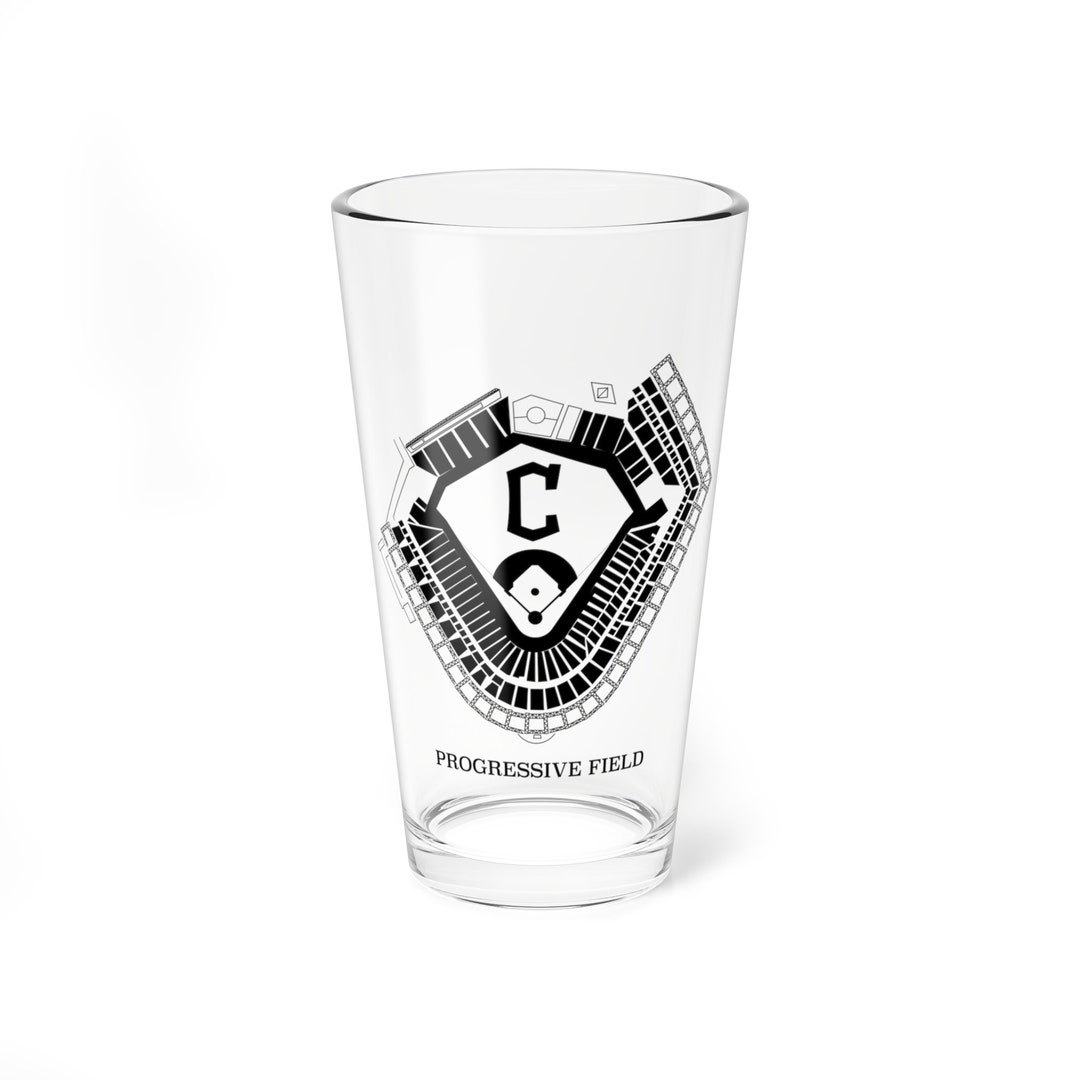 Progressive Field 16 Oz Pint Glass, Cleveland Guardians, Baseball Pint ...