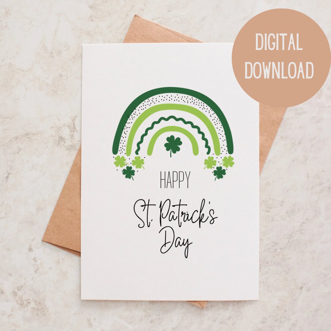 St Patrick Card, Printable St Patricks Day, Shamrock St Patrick ...