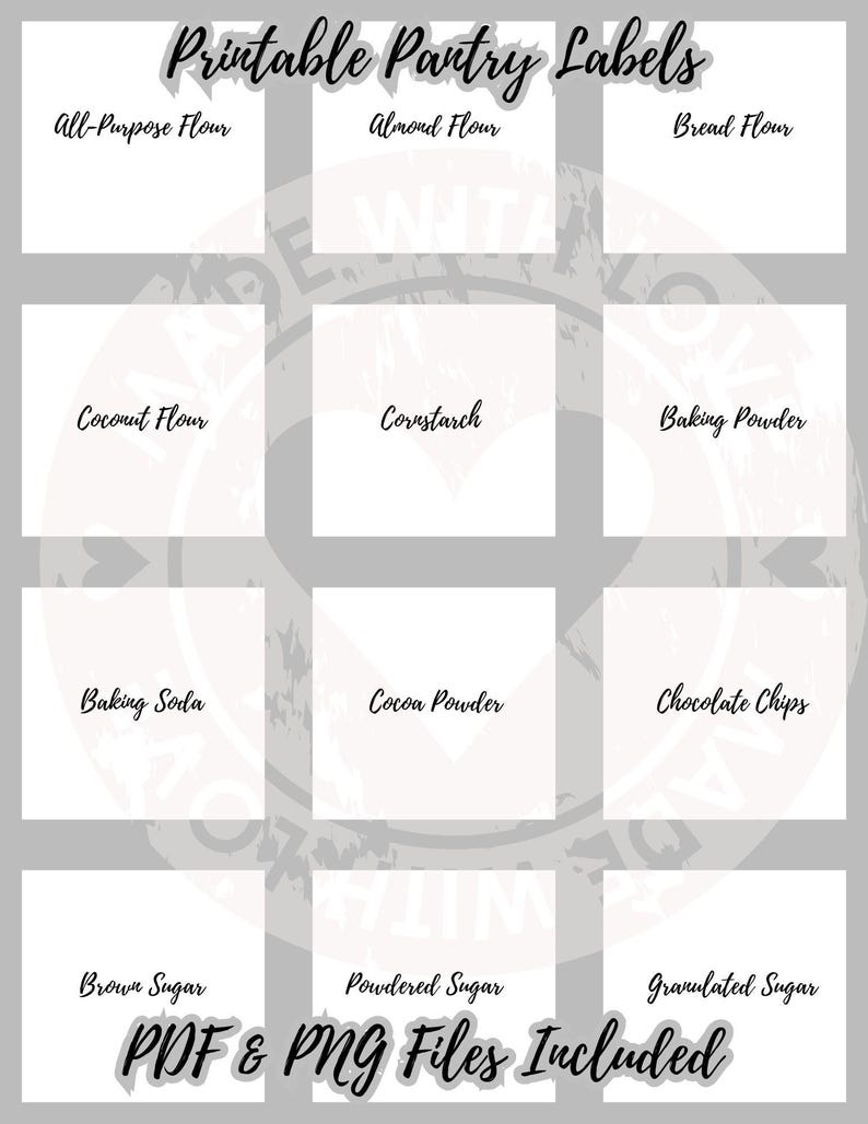 Printable Pantry Labels- Modern Minimalist Script- 80 Kitchen ...