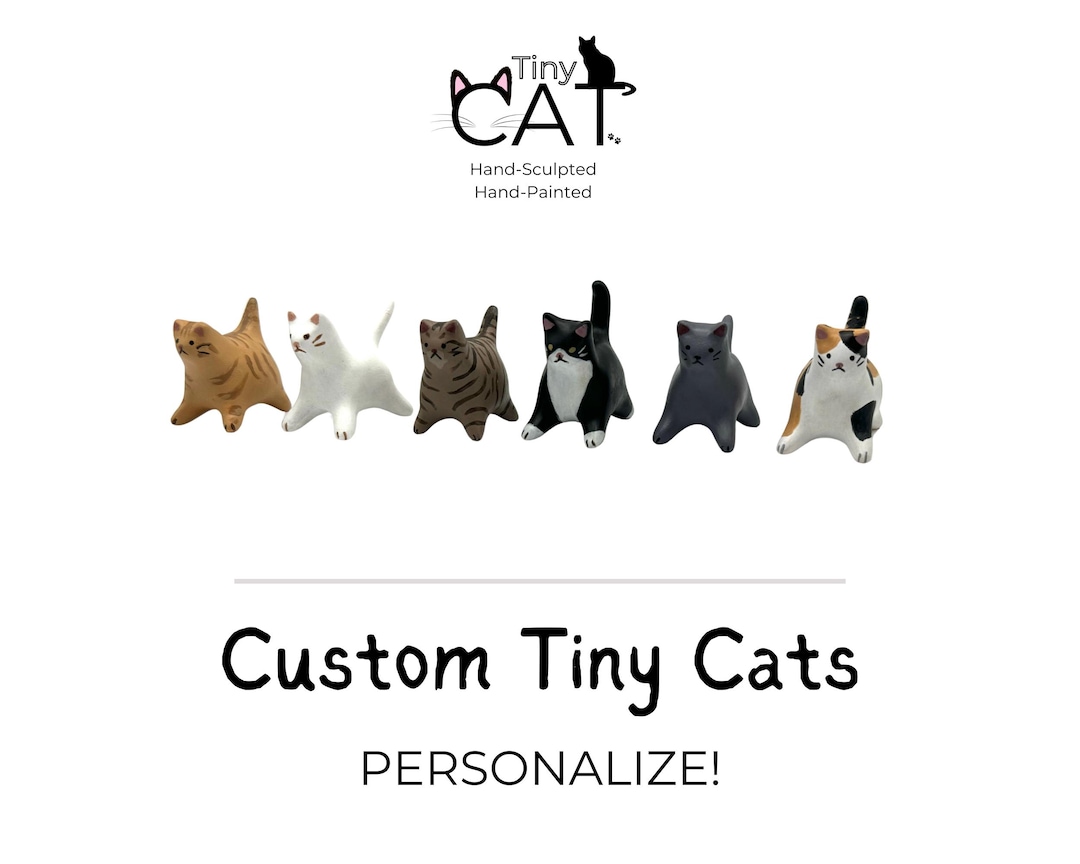 Custom Clay Cat Figurines, Tiny Hand-painted Clay Cats, Tiny Cat ...
