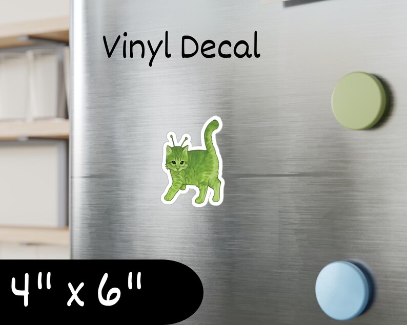 Glorp Alien Cat Decal or Magnet | Whimsical Green Kitten Art | Cute Sci ...