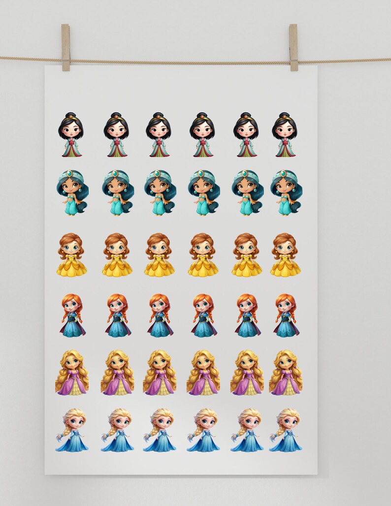Princess Printable Sticker for Slide Tile Game. Majong Kids - Etsy