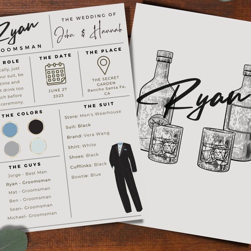 Groomsman Info Card Printable Groomsmen Information Card - Etsy