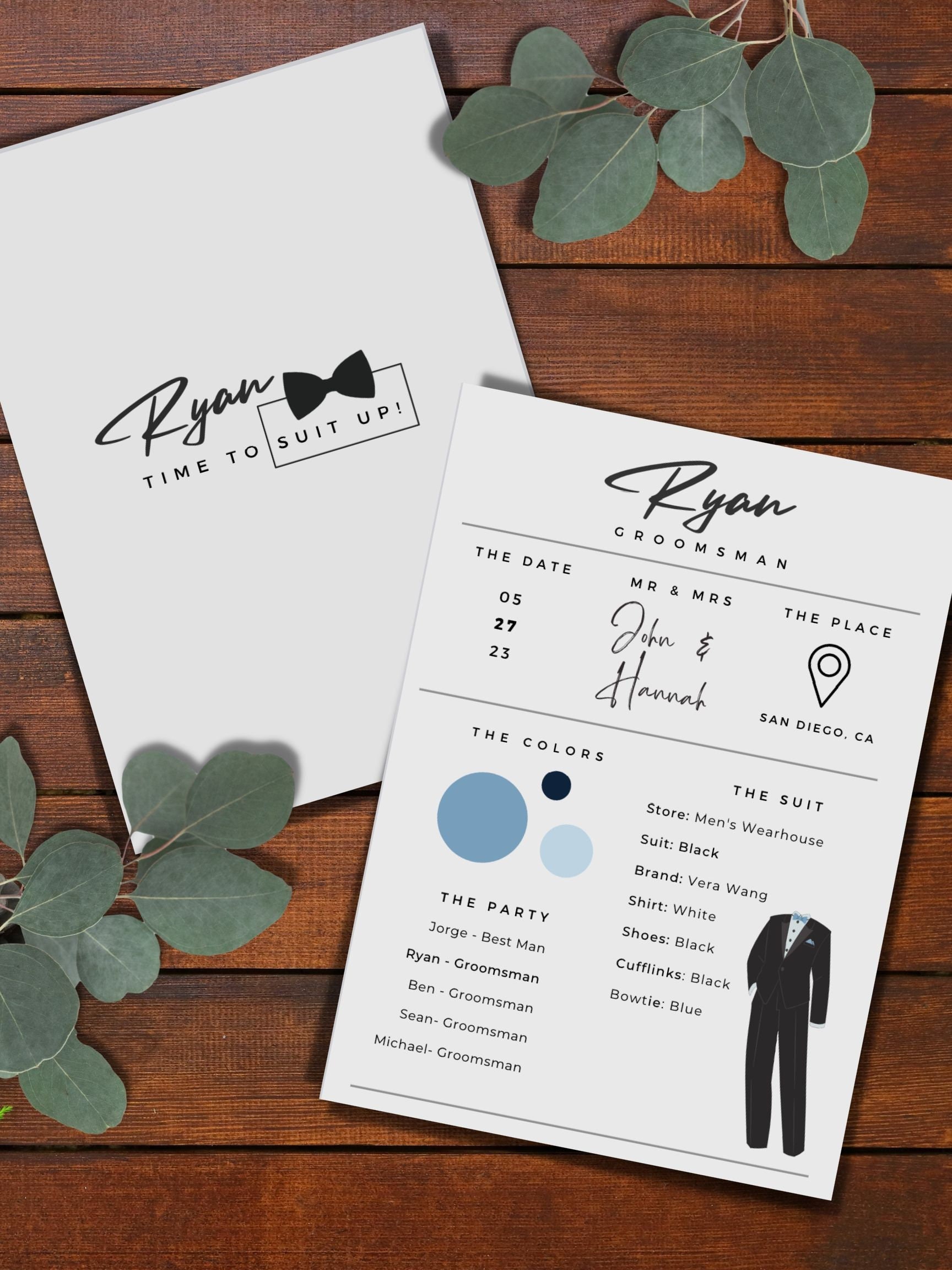 Groomsman Info Card, Printable Groomsmen Information Card, Groomsman ...