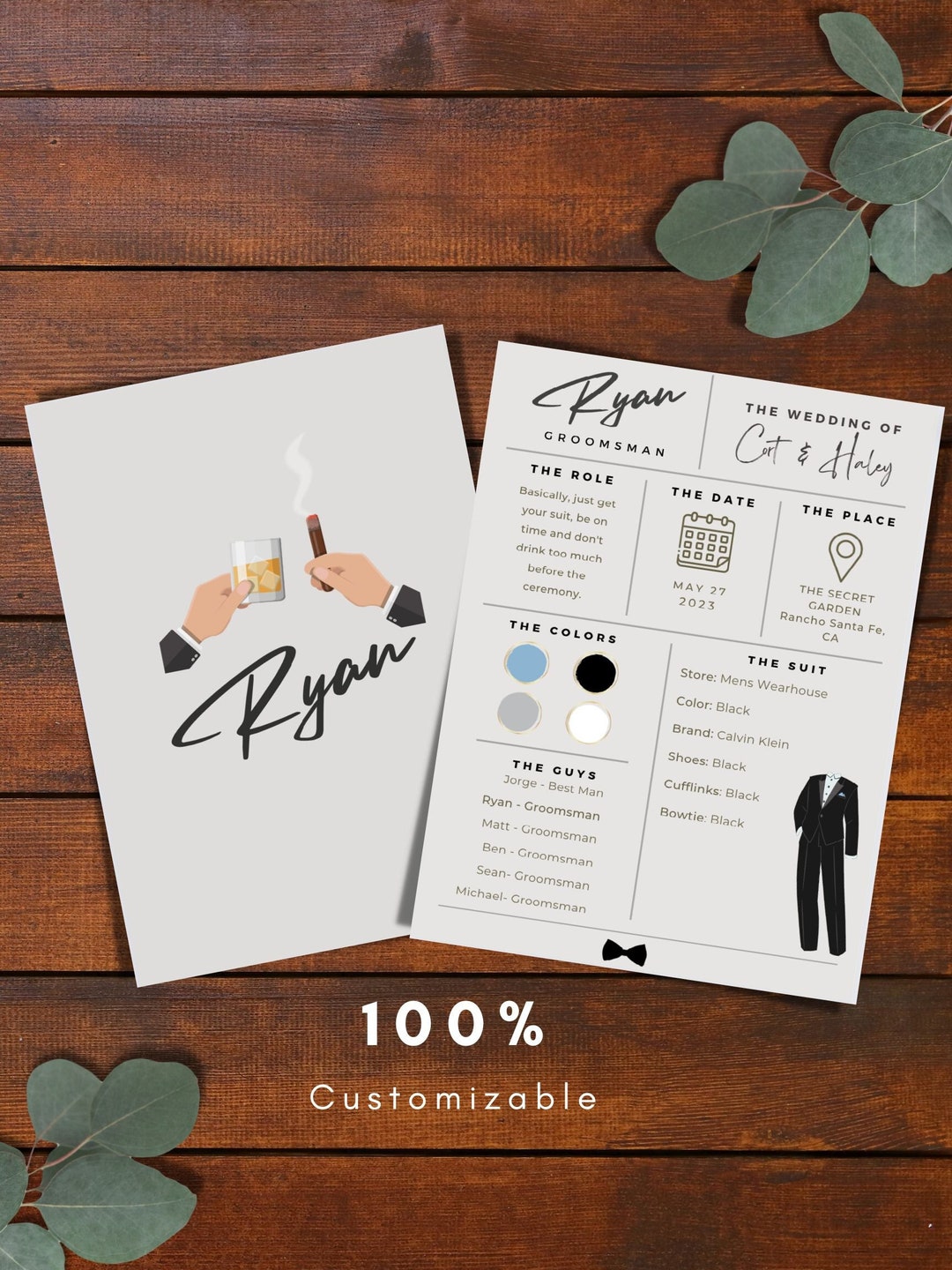 Groomsman Info Card, Printable Groomsmen Information Card, Groomsman ...