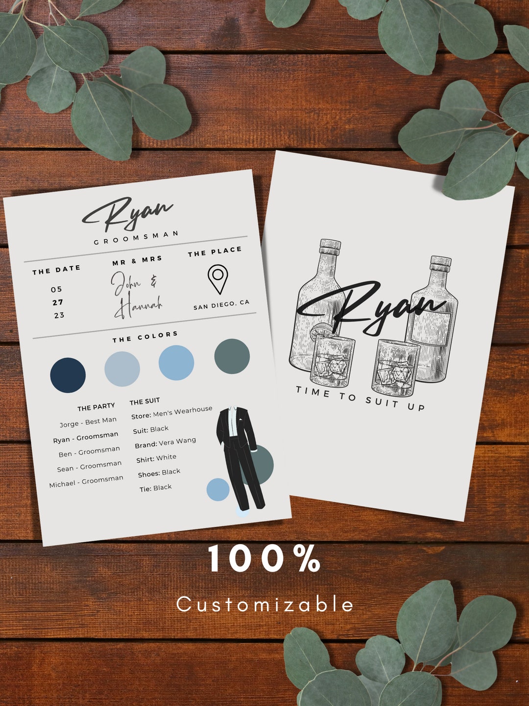 Groomsman Info Card Printable Groomsmen Information Card - Etsy