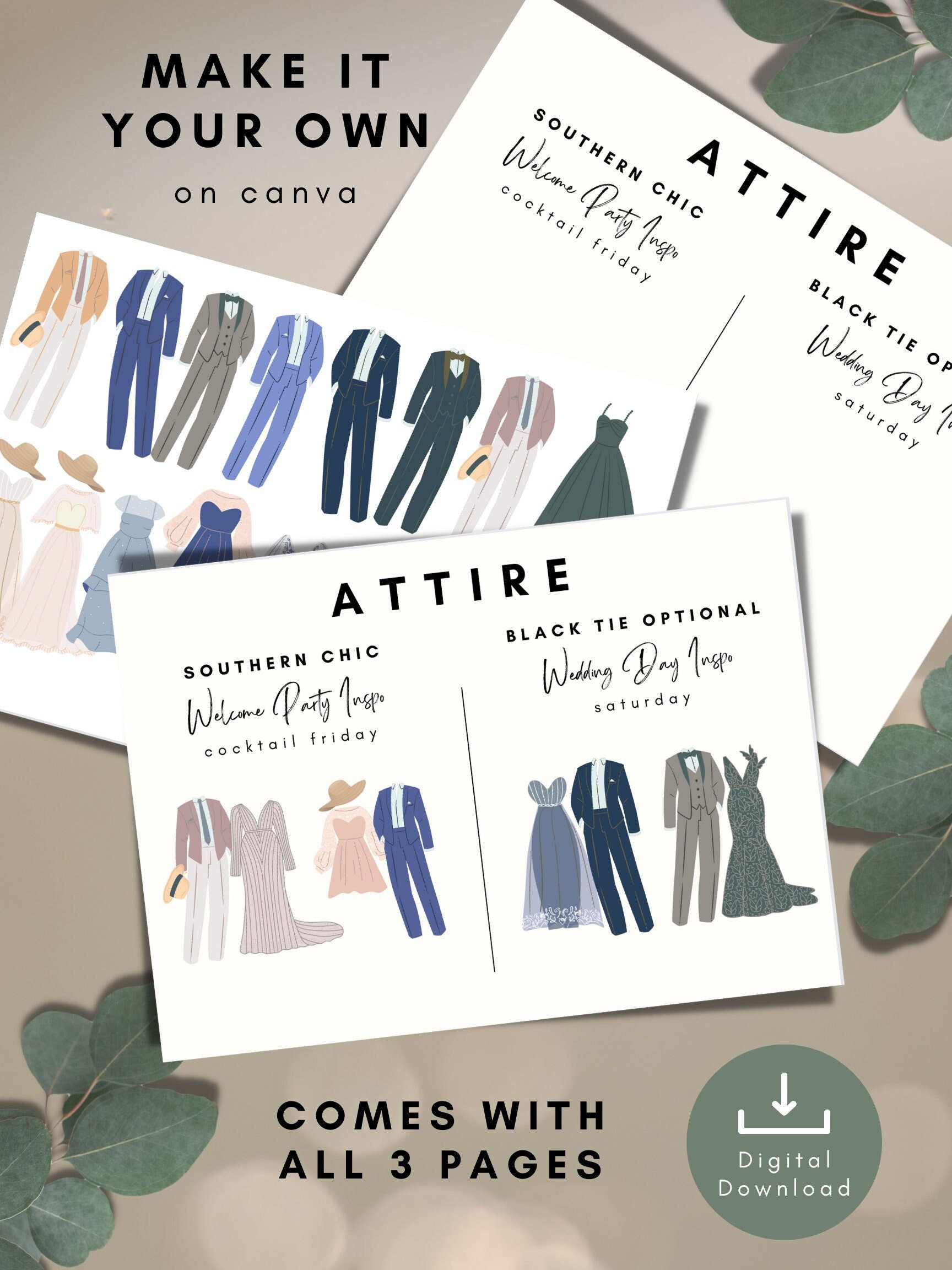 Wedding Attire Card for Wedding Style Inspiration for Wedding Outfit ...