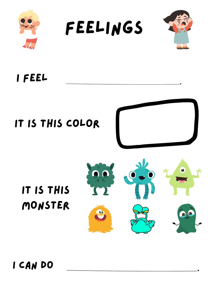 Feelings Worksheet - Etsy