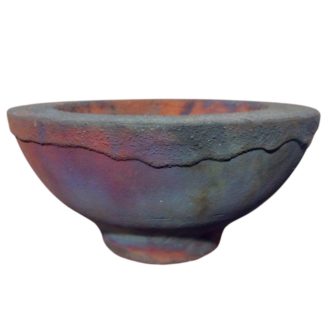 Rustic Primitive Raku Pottery Bowl Planter Decor 8" Diameter Mortar ...