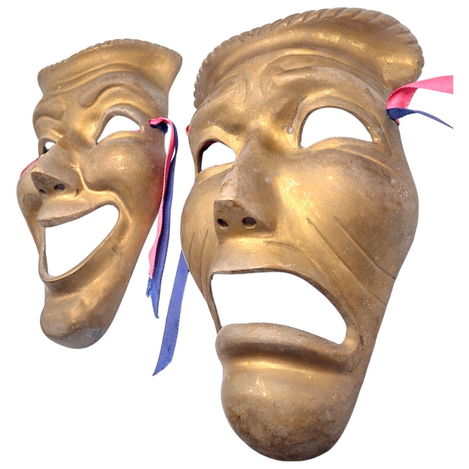 Vintage Solid Brass Greek Comedy & Tragedy Masks Wall Hanging Art Decor ...