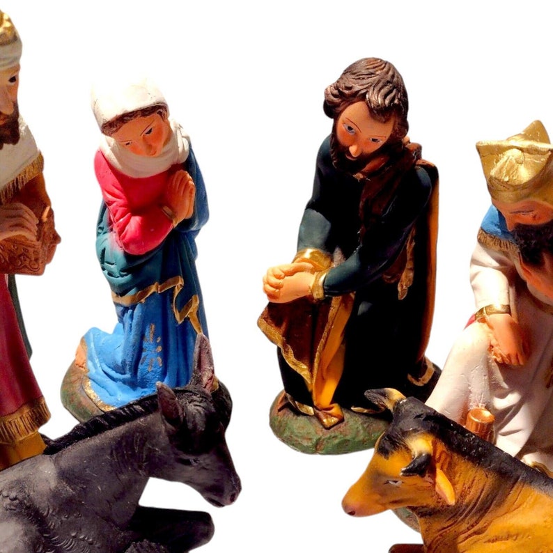 Vintage Nativity Set Large Plaster Paper Machete Hand Painted 13 1940s ...