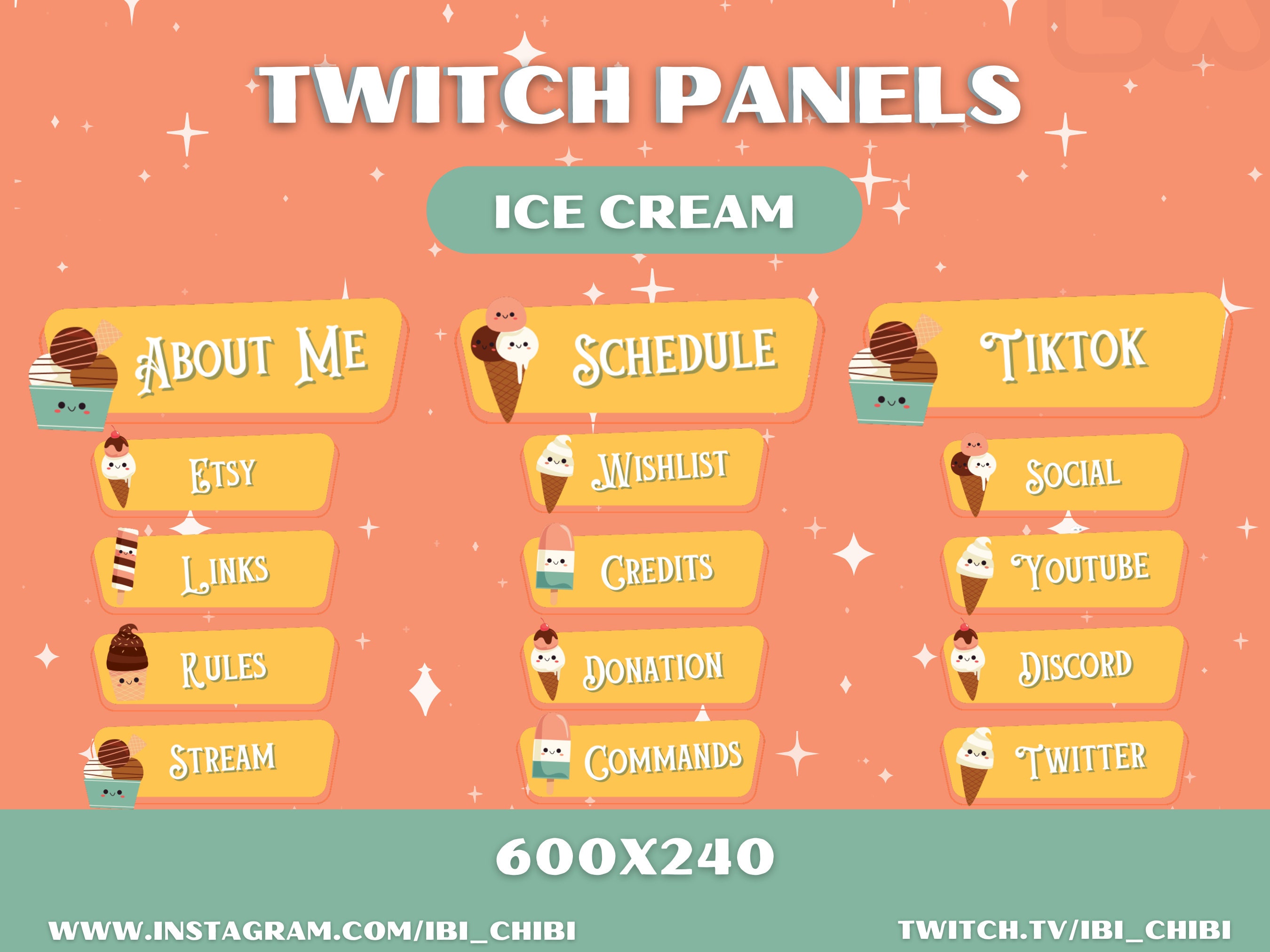 Ice Cream Panels for Twitch Streaming - Etsy