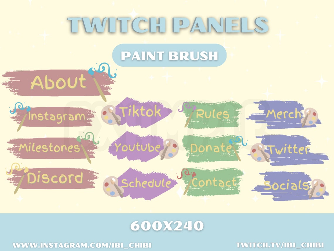 Paint Brush Panels for Twitch - Etsy