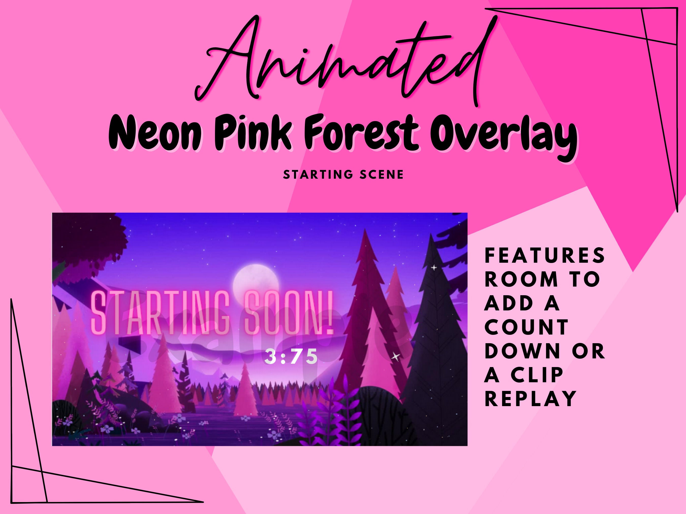 Neon Pink Forest Overlay OBS Overlay Pink Overlay Twitch - Etsy