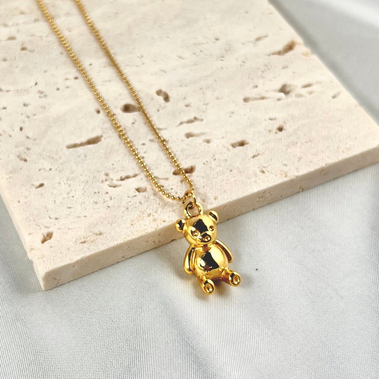 Teddy Bear Necklace, 18K Gold Teddy Bear Pendant Necklace, Cute Gift ...