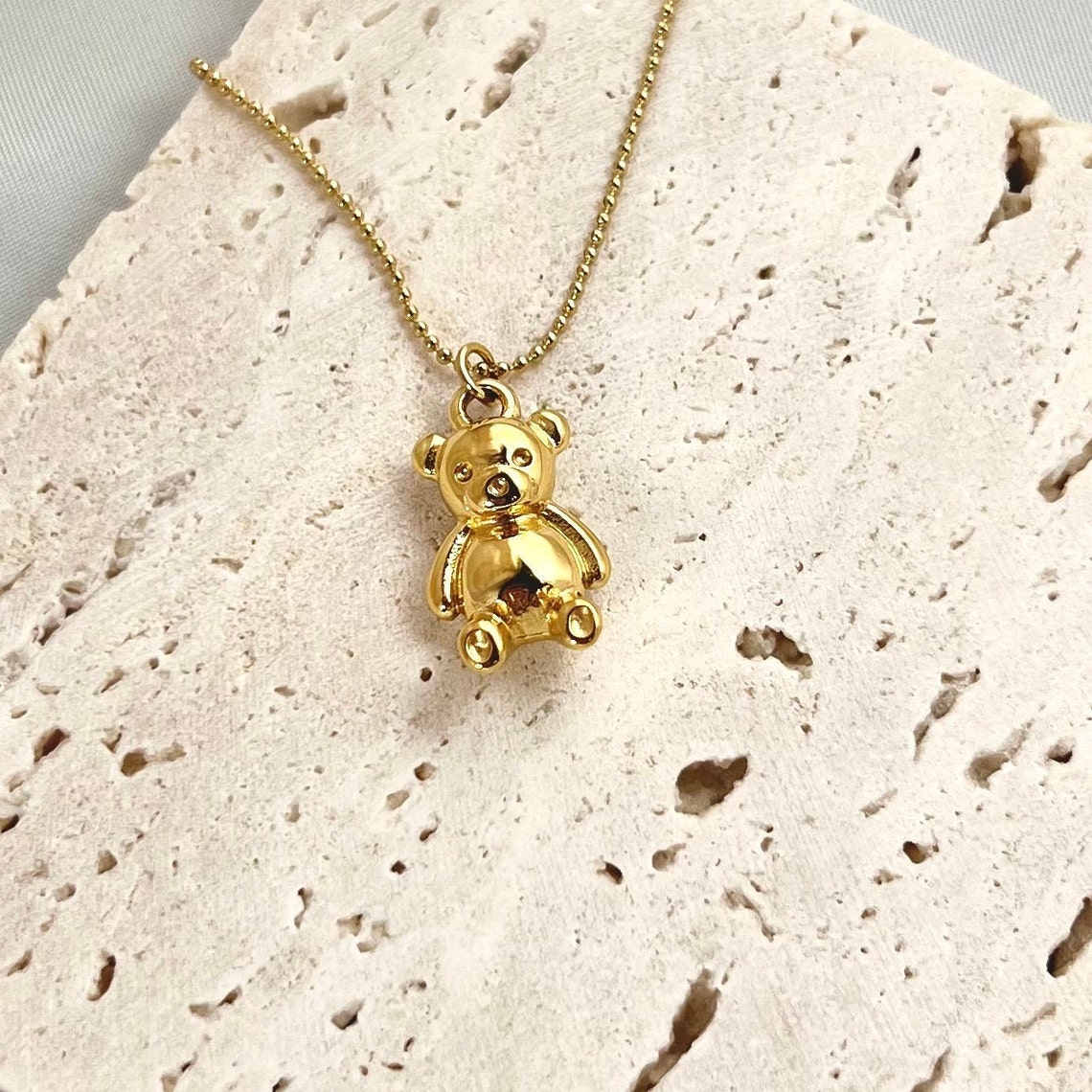Teddy Bear Necklace, 18K Gold Teddy Bear Pendant Necklace, Cute Gift ...