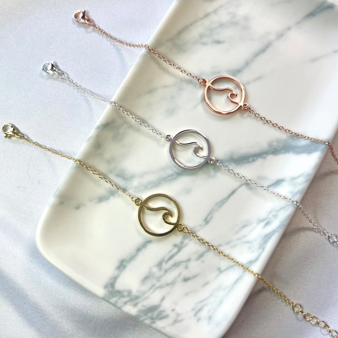 Ocean Wave Bracelet, Sea Wave Bracelet, Silver Gold Rose Gold Bracelet ...