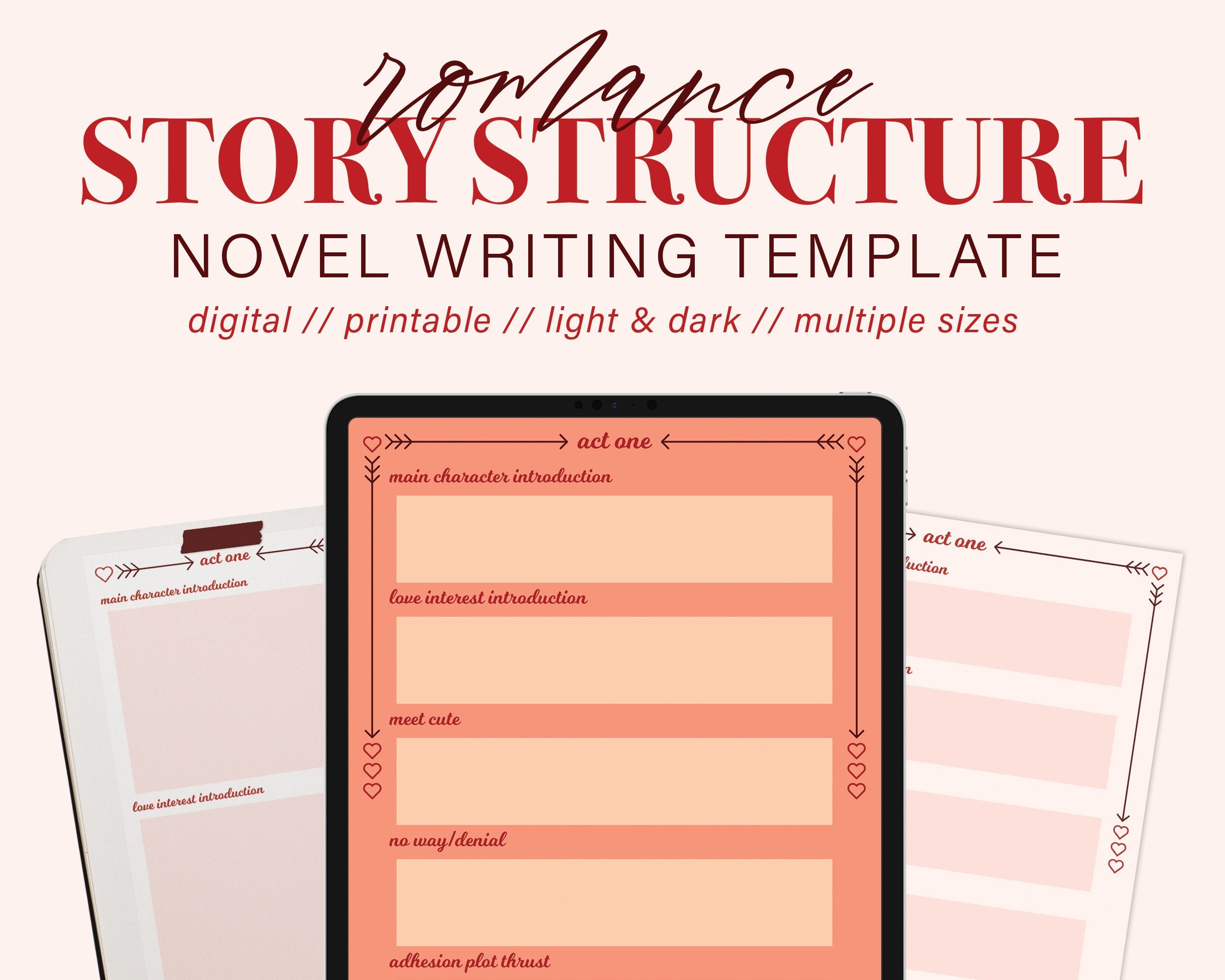 Romance Book Story Structure Novel Writing Outline | Digital Printable ...