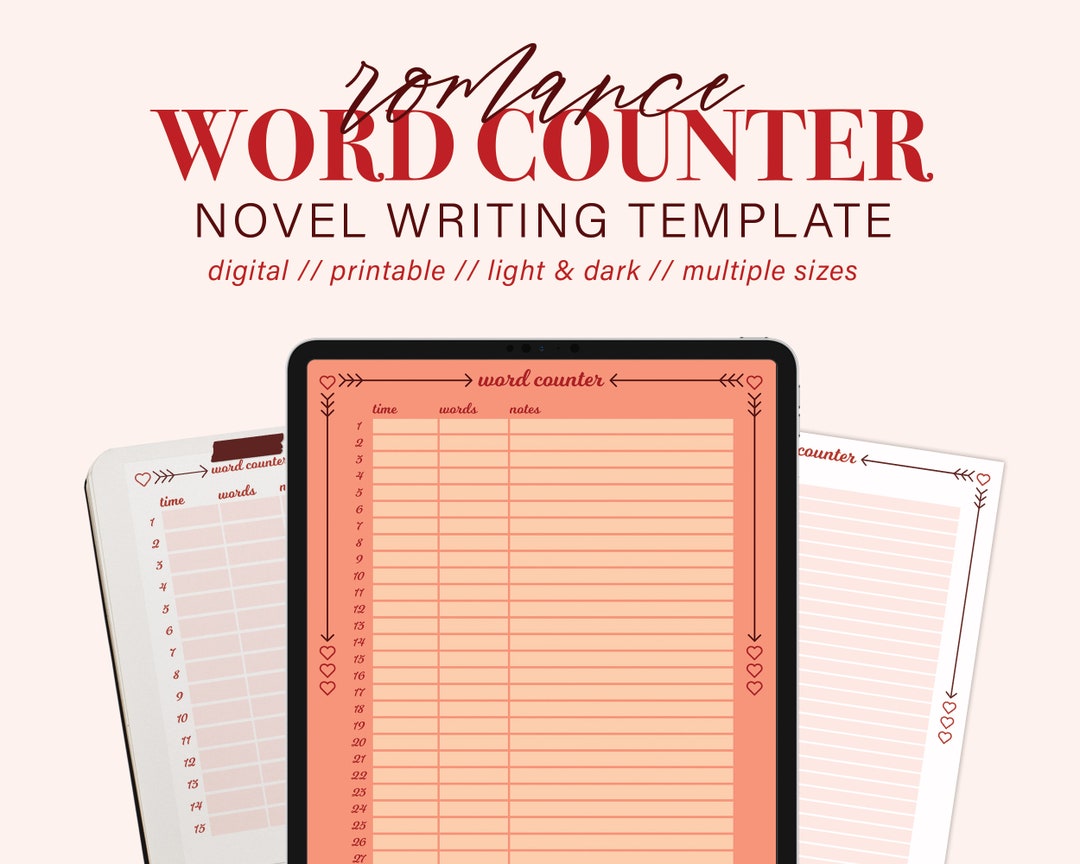 Word Count Tracker Nanowrimo Novel Writing Outline | Digital Printable ...