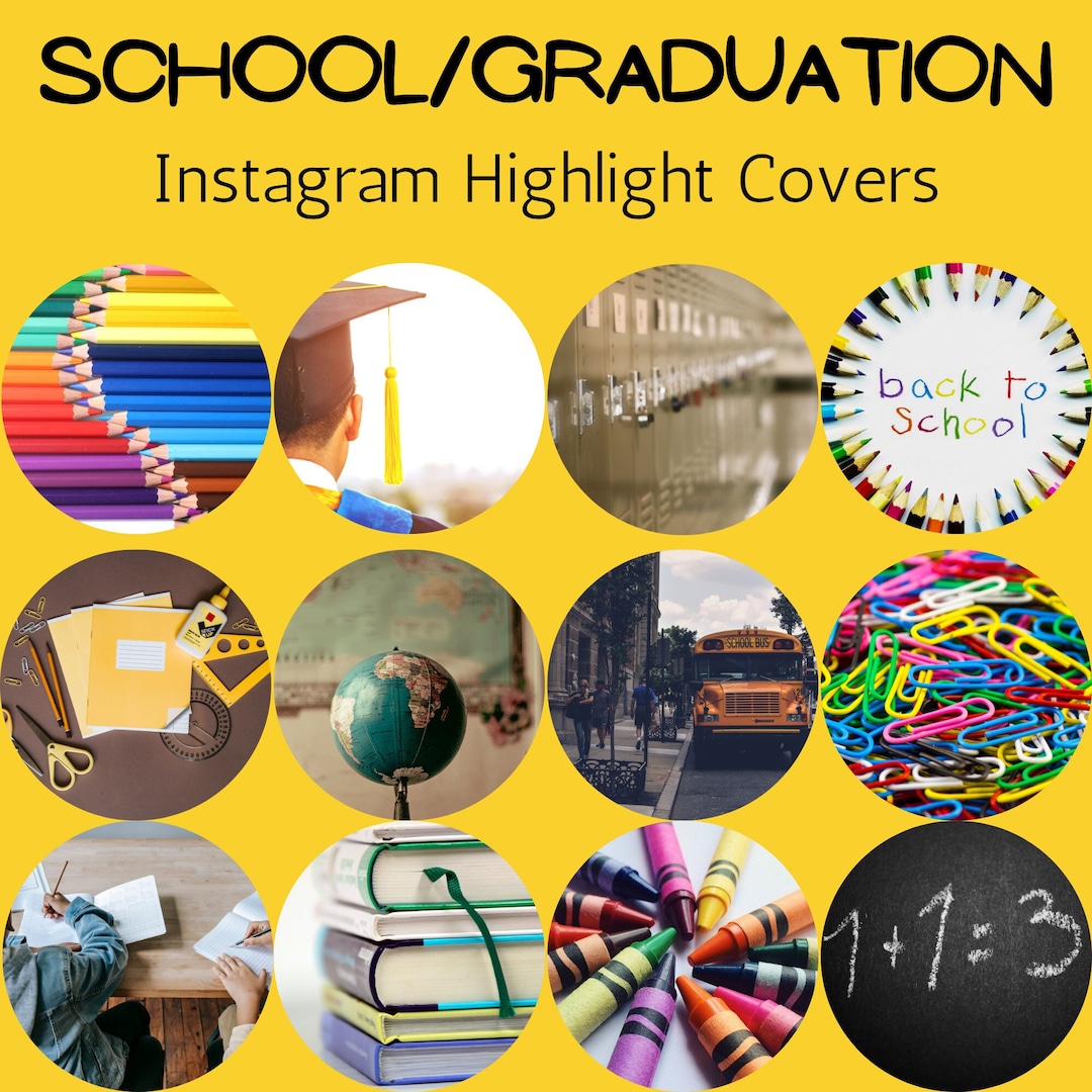12 School/graduation Instagram Highlight Covers | Cap | Books | Pencils ...