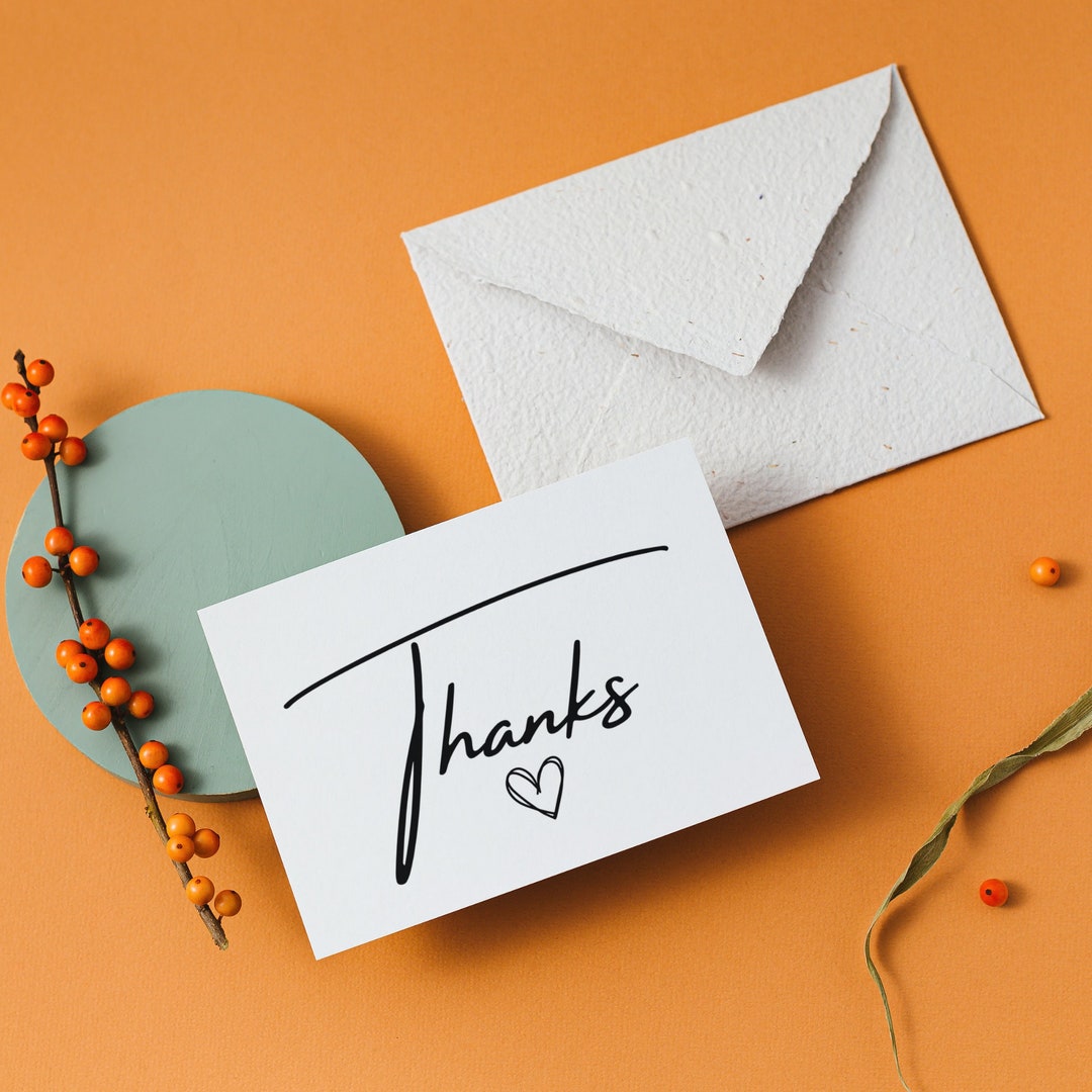 Minimal Thanks Card | White | Digital Download | Simple - Etsy