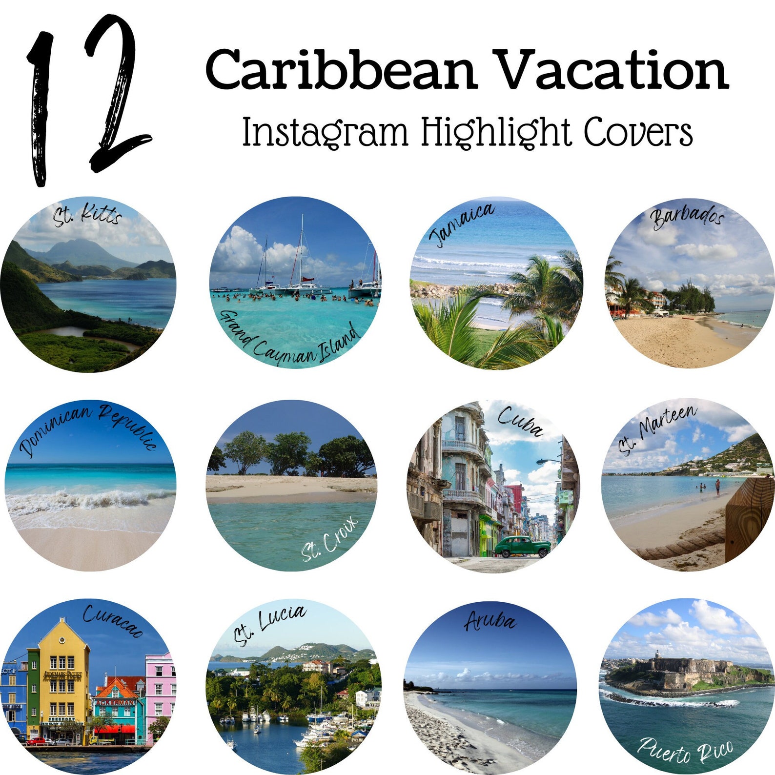 12 Caribbean Vacation Highlight Covers | Influencer | Aruba | Cayman ...