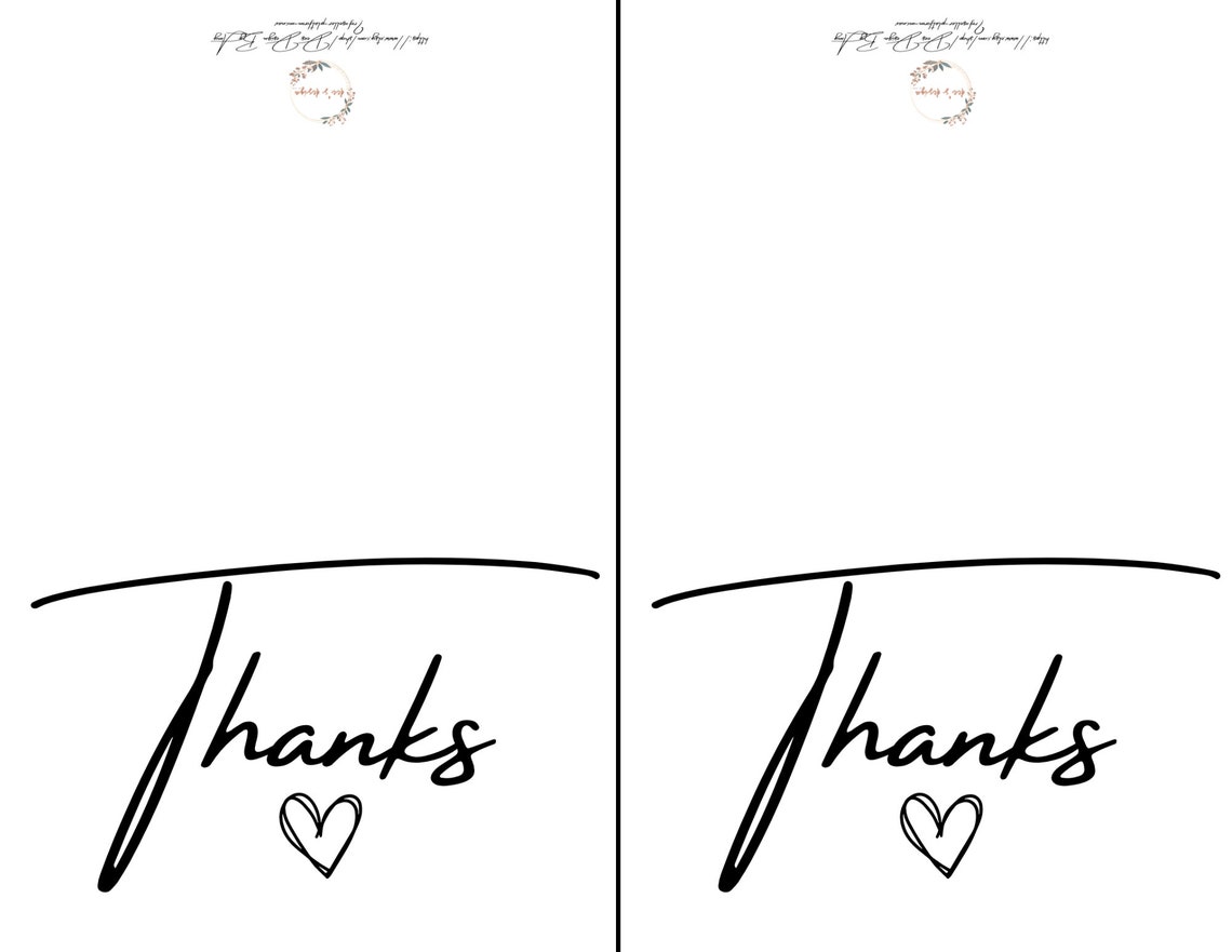 Minimal Thanks Card | White | Digital Download | Simple - Etsy