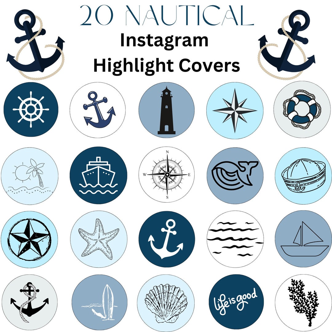 20 Nautical Instagram Highlight Covers | Digital Download | Influencer ...