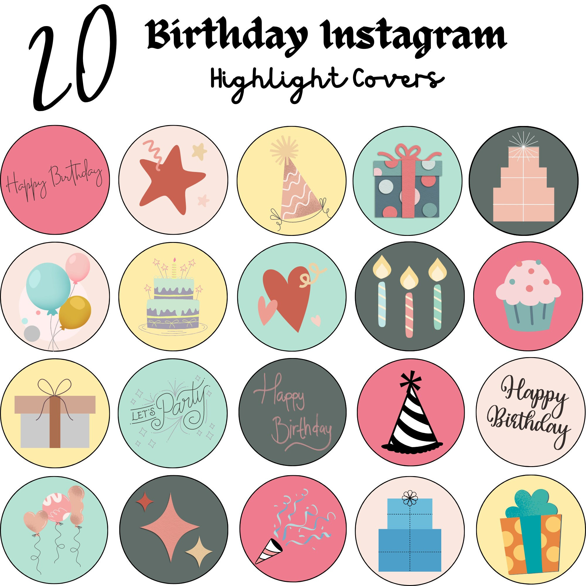 20 Birthday Instagram Highlight Covers | Balloons | Happy Birthday ...