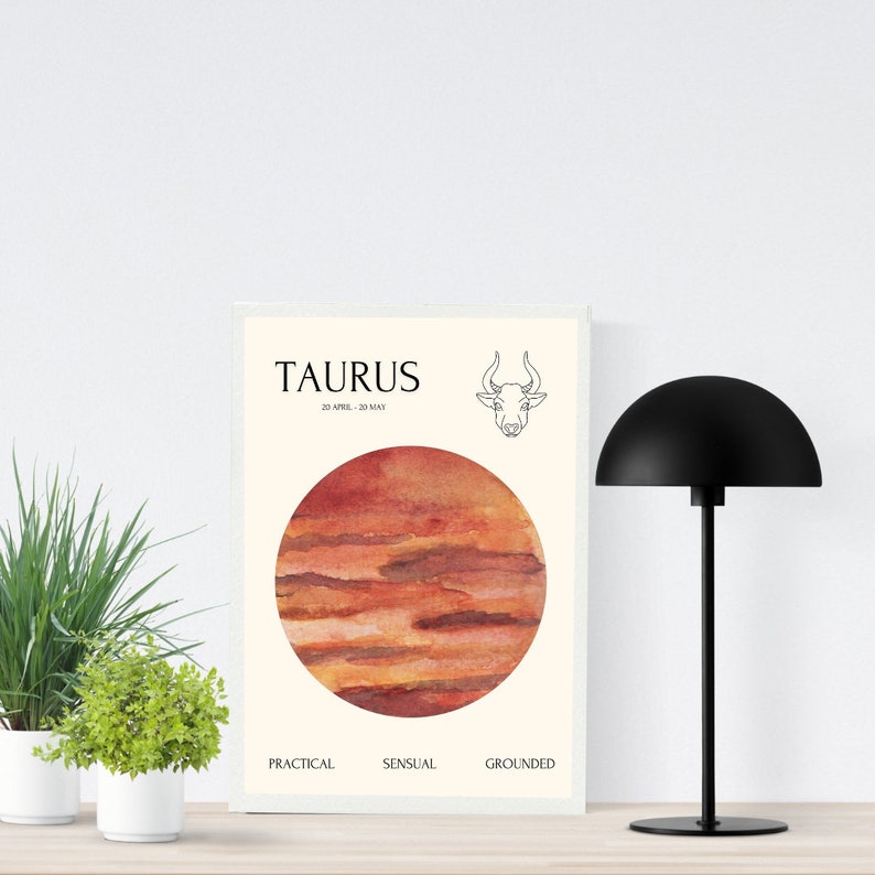 TAURUS Wall Art Zodiac Poster Printable, Taurus Art, Gift, Cosmic Wall ...