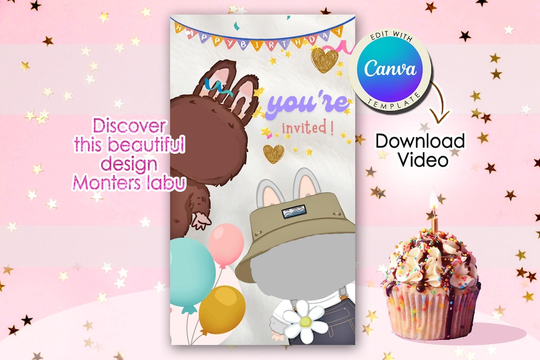 Labubu Digital Invitation, Video Invitation, Labubu Birthday Invitation ...