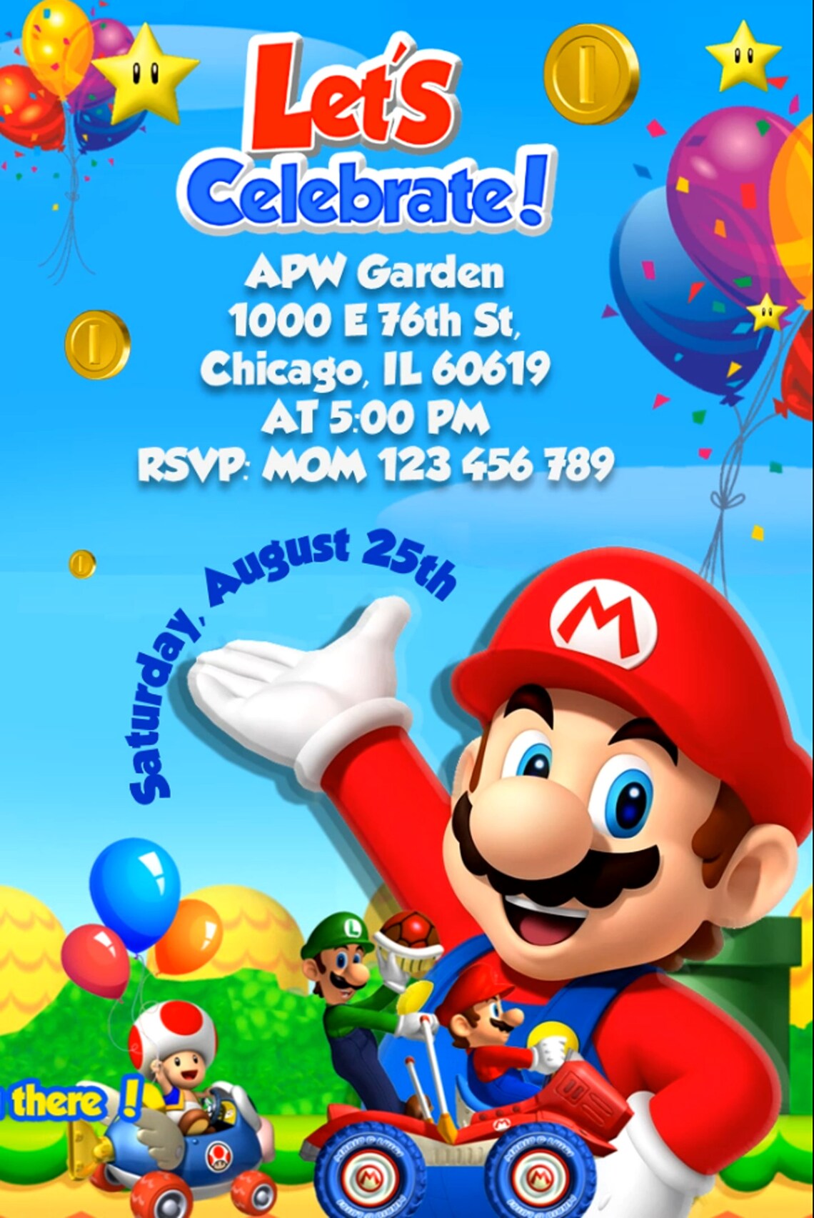 Mario Birthday Invitation, Mario Bros Birthday Invitation, Super Mario ...
