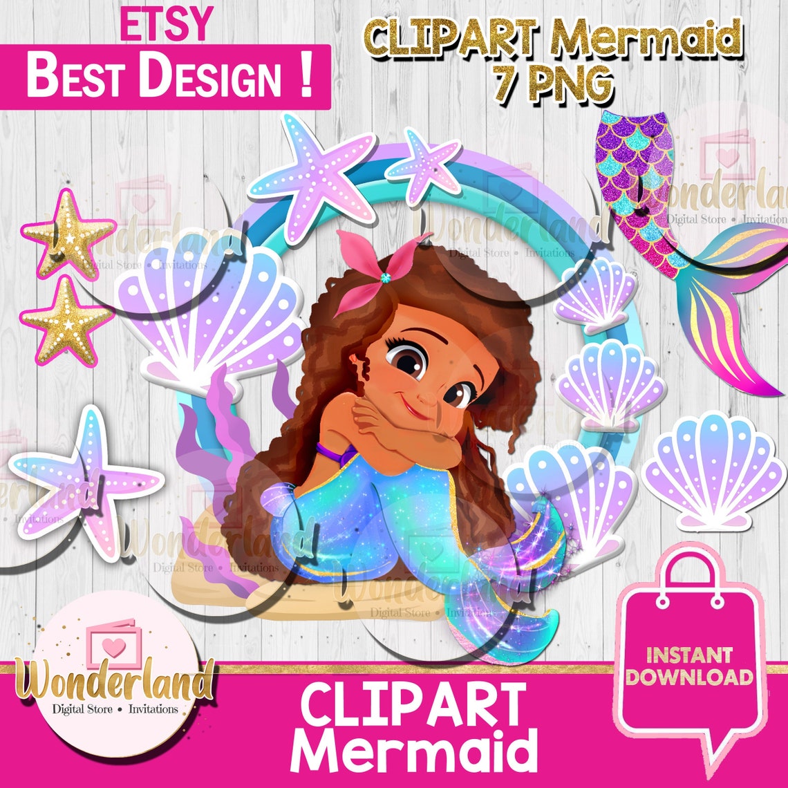 African American Little Mermaid Clipart, Mermaid Clipart, Little ...