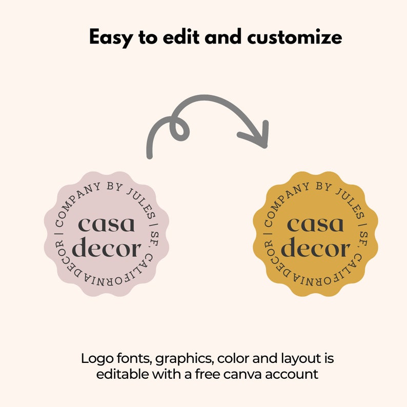 Colourful Pre-made Logo Editable in Canva, Decor Logo, Flower Logo ...