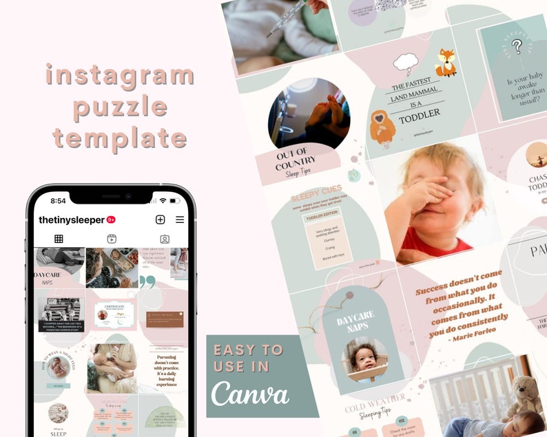 Instagram Puzzle Template Puzzle Grid Canva Template Insta Feed Post ...