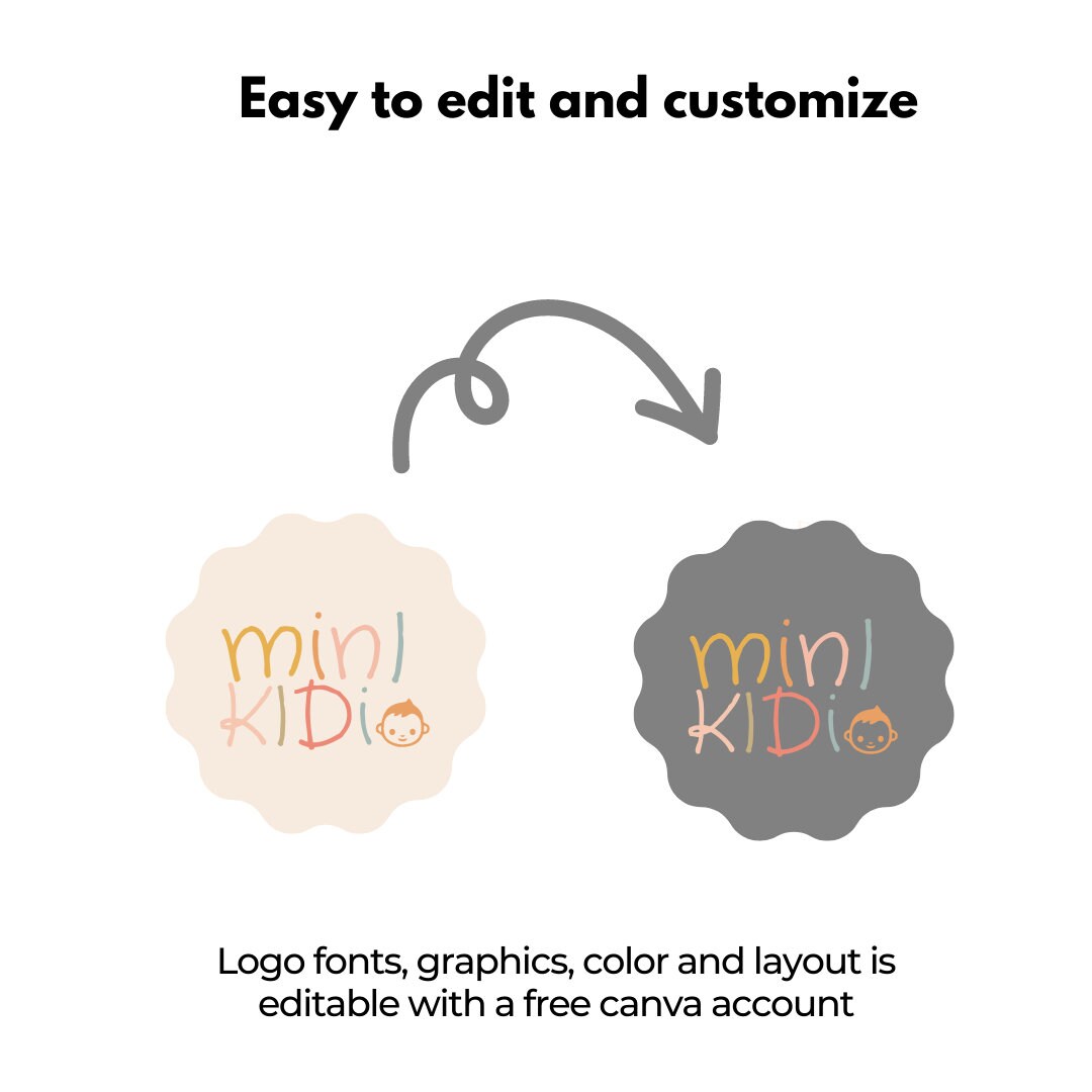 Kids Playful LOGO, Premade Logo Branding DIY Logo Design Clothing ...