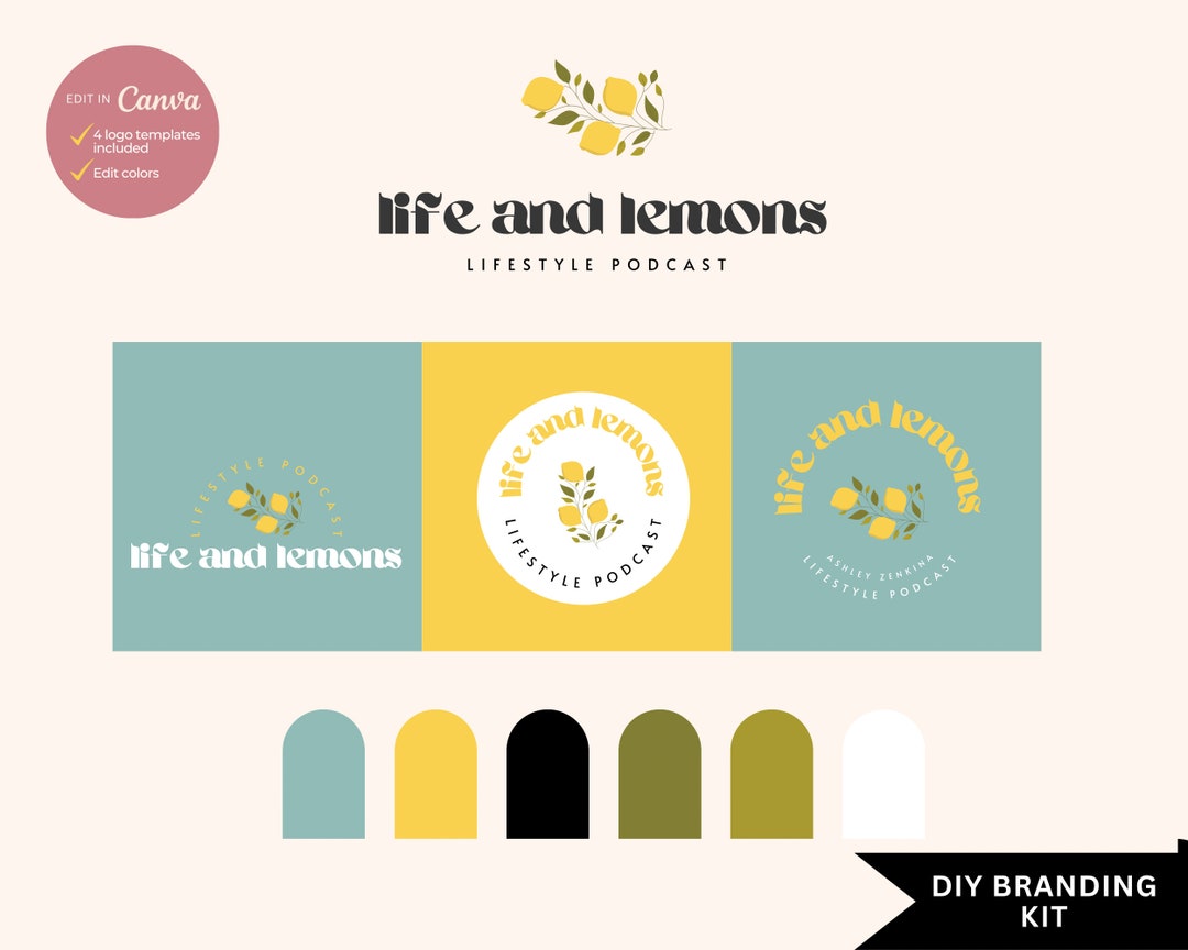 Minimalistic Pre-made Logo Editable in Canva Lemon Logo - Etsy